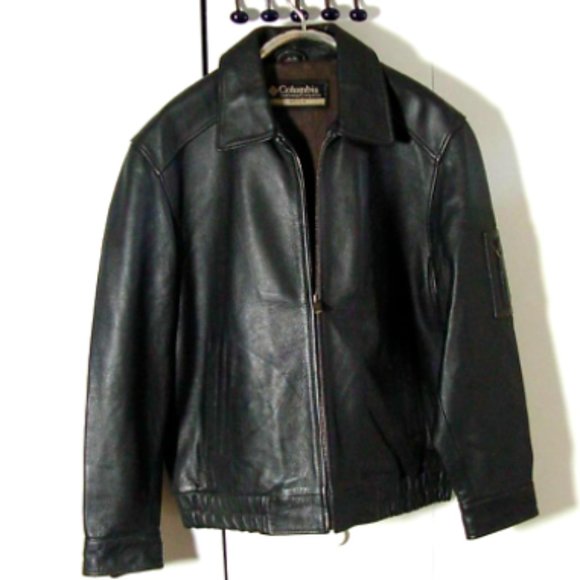 columbia sportswear | Jackets & Coats | Leather Jacket Vtg Black ...